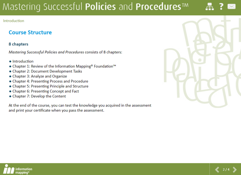 Information Mapping® elearning - Start to Write Policies and Procedures