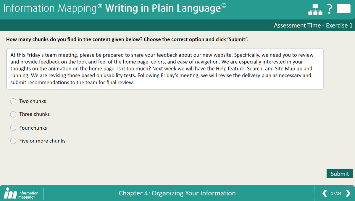 eLearning course | Writing in Plain Language | Information Mapping